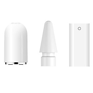 TITACUTE 3 Pack iPencil Accessories for Apple Pencil 1st Generation, Stylus Pencil Tip + Magnetic Replacement Cap Top Cover + Charger Adapter for Apple Pen 1st Gen for iPad Pro 10.5" 12.9" 9.7" White