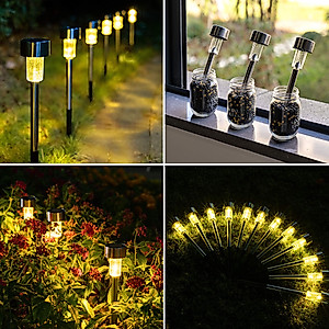 GIGALUMI Solar Pathway Lights 12 Pack, Stainless Steel IP44 Waterproof Auto On/Off Outdoor LED Solar Landscape Lights for Garden, Yard, Patio, Path and Walkway. (Warm White)