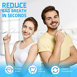 Tounge Scraper Cleaner, 2-Pack Stainless Steel Tongue Scarper Silver - Tongue Cleaner for Adults, Kids, Men & Women - Cure Bad Breath with BPA-Free Metal Tongue Scrapers for Better Dental Hygiene