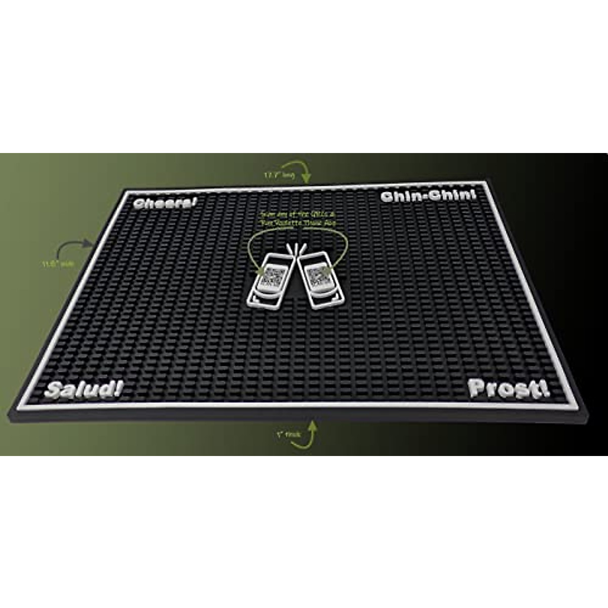 Tequixtum iM@t Bar Spill Mat for Countertop, AI in Your Home Bar with Bartend-AI, Your Own Bartender Assistant! & Cheer Up Spinning The Drink-Roulette on Your Phone/Tablet Scanning QRC Printed on Mat