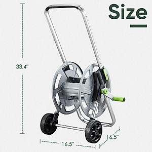 YESTAR Hose Reel Cart Hold Up to 130 ft of 5/8 inch Hose Garden Water Hose Carts Mobile Tools with 2 Wheels, Heavy Duty Powder-coated Steel Outdoor Planting with Storage Basket, for Garden, Yard, Lawn