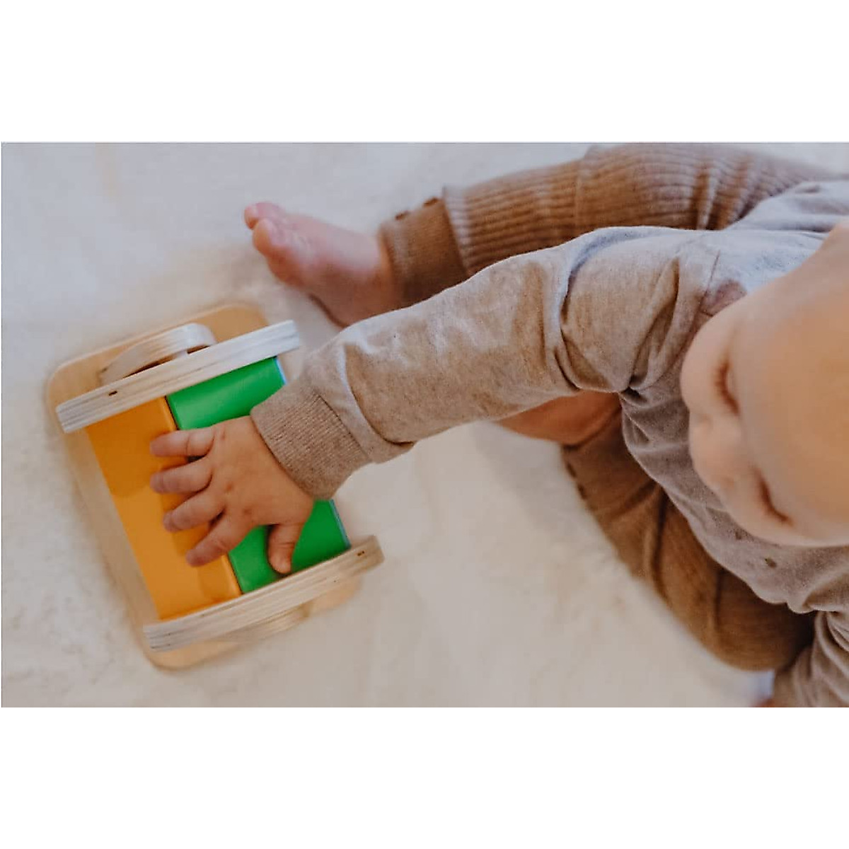 DISCOVERGRO Montessori Wooden Rainbow Spinning Toy Drum | Montessori Baby Toy 3 Months - 2 Years Old + | Educational Toys for Early Development | Baby Montessori Toys