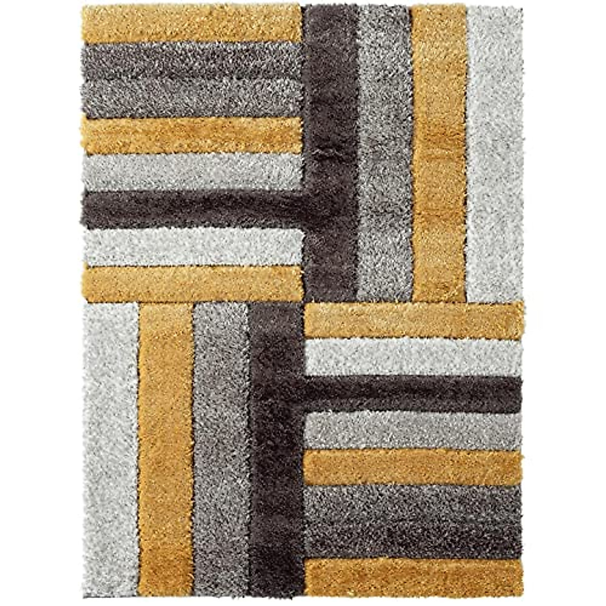 LUXE WEAVERS Lantanas Yellow 8x10 Shag Geometric Area Rug, Modern, Stain Resistant, Plush Indoor Rugs