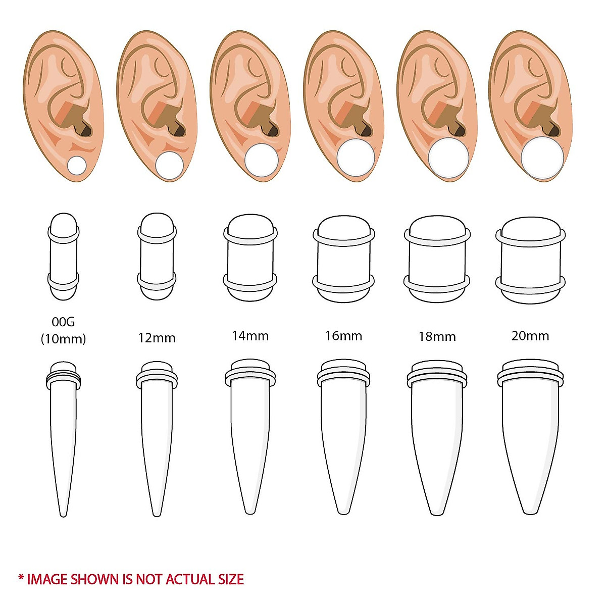 BodyJ4You 24PC Ear Stretching Kit - 00G-20mm Big Gauges - Multicolor Acrylic Heavy Tapers No Flare Plugs O-Rings - Stretchers Weights Expanders Eyelets