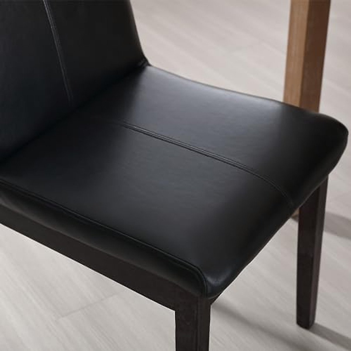 LZAREAL Comfy Modern Dining Chairs Set of 8, PU Leather Black Armless Dining Room Chairs with Solid Wood Legs, Mid Century Upholstered Dining Chair for Kitchen, Restaurant, Cafe