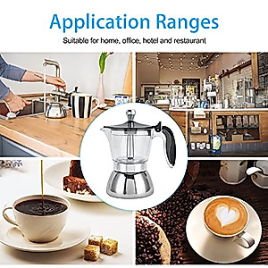 CHICIRIS Stovetop Espresso Maker, Crystal Plastic-Top Stainless Steel Moka Pot 4 Cup, Italian Mocha Coffee Maker, 200ml/6.8oz