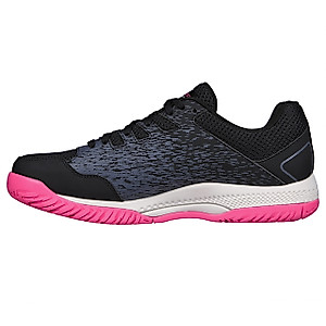 Skechers Women's Viper Court-Athletic Indoor Outdoor Pickleball Shoes with Arch Fit Support Sneakers, Black/Pink, 8.5