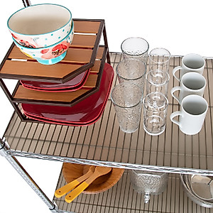 Seville Classics Heavy Duty Fitted Wire Shelf Liners Water-Resistant Protector Mat, Non-Adhesive, for Wired Shelves, Office, Kitchen, Garage (2 Pieces), Semi-Transparent Taupe, fits 30" x 14" Shelf