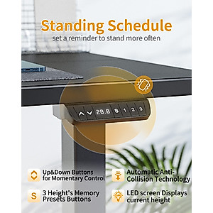 CubiCubi 55 x 24 Inch Standing Desk with Drawer, Electric Stand up Adjustable Height Electric Stand up Desk, Sit Stand Home Office Desk, Ergonomic Workstation Black Steel Frame/Rustic Brown Tabletop