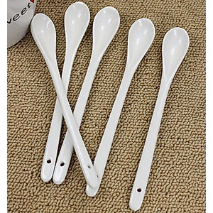 VNDEFUL 5PCS Stir-stirring Spoon With Ceramic Handle Creative Spoon Coffee Spoon
