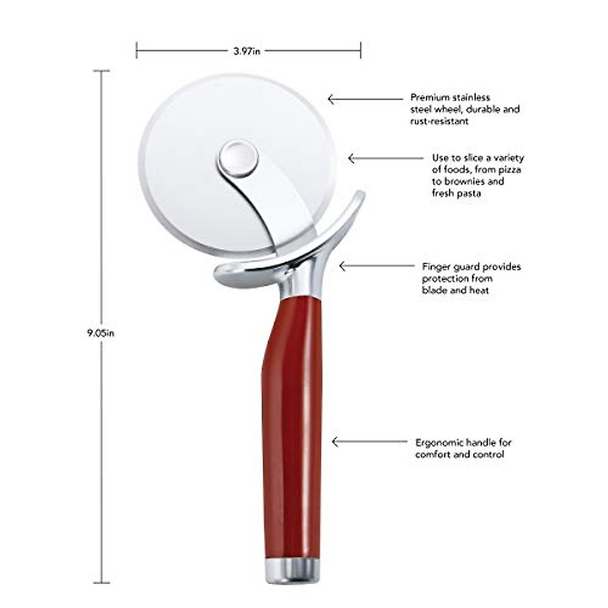 KitchenAid - KE113OHERA KitchenAid Classic Pizza Wheel, 9-Inch, Red