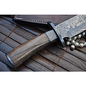 Perkin Hunting Knives Damascus Steel Knife Fixed Blade Hunting Knife With Sheath