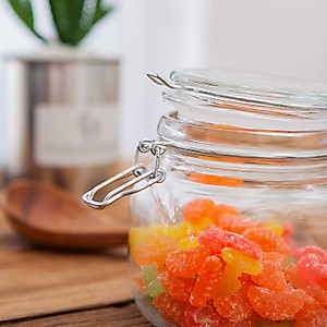 Glass Kitchen Storage Canister Mason Jars with Lids,25oz Airtight Glass Canister with Hinged Lid，Perfect for Kitchen Canning Cereal,Pasta,Sugar,Beans (Labels & Chalk Marker)-Set of 6