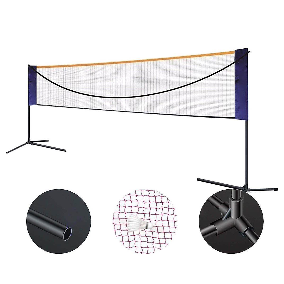 Portable Badminton Net Set, 20Ft 17Ft 12.6Ft Adjustable Sports Net with Poles Carrying Bag, Polypropylene Fiber Sports Net Set for Badminton, Tennis, Kids Volleyball, Pickleball