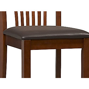 Linon Triena Red Cherry Wood Black Vinyl Padded Seat - 24 inch