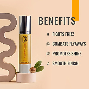 GK Hair Global Keratin Balancing Shampoo and Conditioner 300ml Set & Organic Argan Oil Hair Serum 50ml For Frizz Control Dry Damage Hair Repair