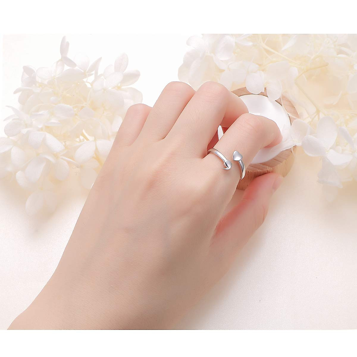 S925 Sterling Silver My Story Isn't Over Yet Heart Semicolon Ring Size 4-11 (A, 7)