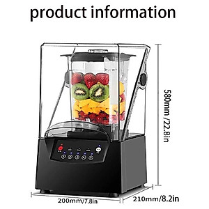 WHIPIN Blender Smoothie Maker, 2L Commercial Smoothie Mixer with Sound Enclosure, 2200W Heavy Duty Kitchen Mixer Milkshake Smoothie, 17000rpm Blade, 5 Presets, Silent Broken