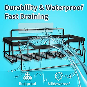 Doiueioa Shower Caddy 6 Pack Shower Organizer, Shower Shelves, Adhesive Shower Caddy for Bathroom Organizer, Large Shower Shelf for Inside Shower Rack No Drilling Rustproof Bathroom Shower Organizer, Black