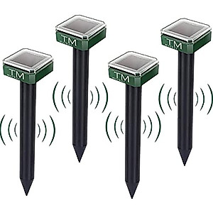 Solar Sonic Mole Repellent 4 Pack Gopher Repellent Groundhog Detergent Protect Outdoor Lawn and Garden