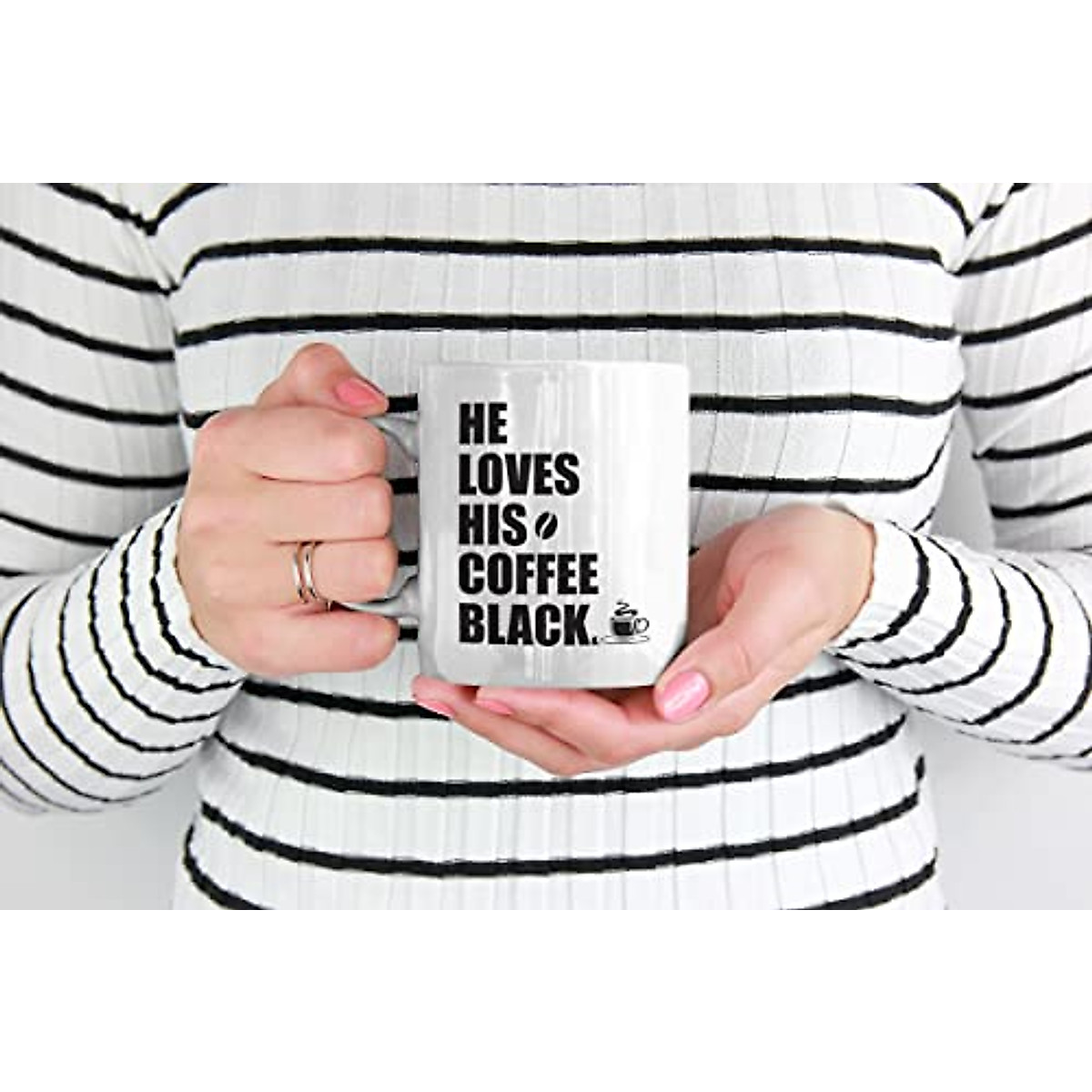 He Loves His Coffee Black Coffee & Tea Mug for Men Caffeine Lovers (11oz)