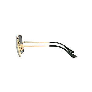 Ray-Ban Women's RB1971 Square Sunglasses, Gold/Green Mirrored Polarized, 54 mm