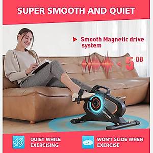 YOSUDA Under Desk Bike Pedal Exerciser - Magnetic Mini Exercise Bike for Arm/Leg Exercise, Desk Pedal Bike for Home/Office Workout