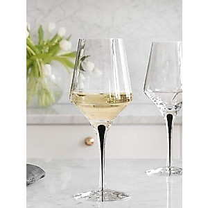 Orrefors Metropol Personalized White Wine Glasses, Set of 2 13.5oz Custom Engraved Crystal Wine Glasses for Chardonnay, Pinot Grigio