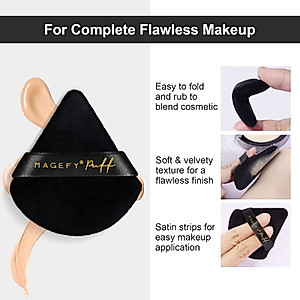 MAGEFY 6 Pieces Powder Puff Triangle Makeup Puff Soft Powder Puffs for Face Powder Cosmetic Foundation Beauty Puff Makeup Tool (White & Black)