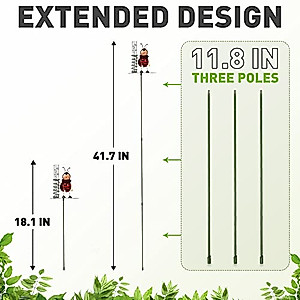 SaphiRose Rain Gauge Stake for Yard Garden Stakes Decor Outdoor Metal Ladybug Figurine with Plastic Tube - 5.31" W x 6.1" D x 40" H