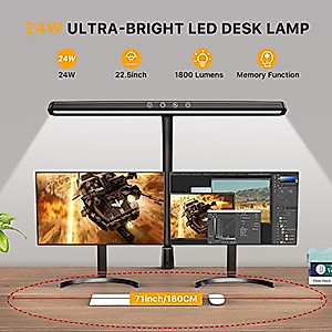 Levotar Led Desk Lamp, 24W Eye-Caring Architect Desk Lamps for Home Office, 1800LM Large Auto Dimming Overhead Desk Light with USB Charging Port, 45 Minutes Timer, 5 Color Modes