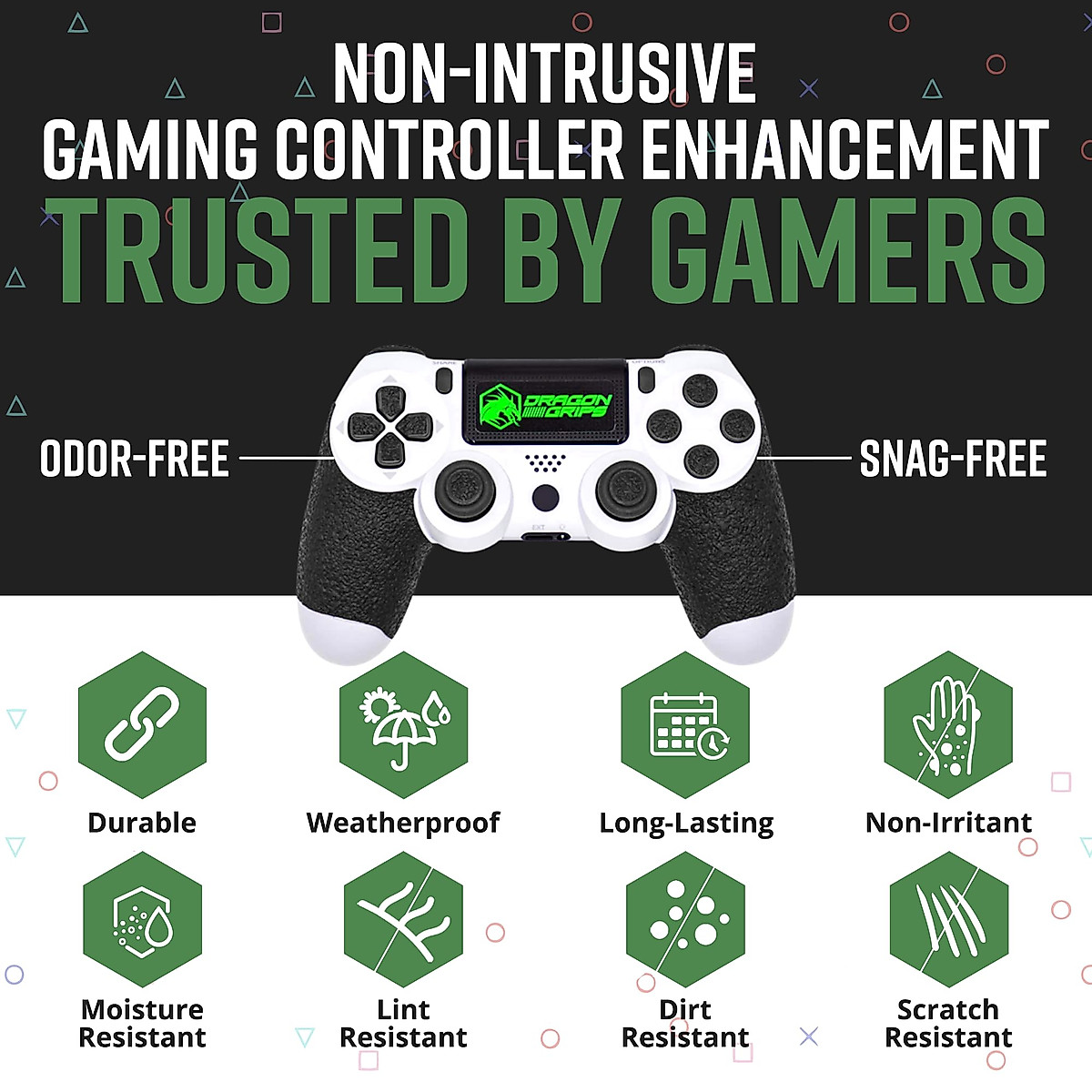 PS4 Controller Grip, 24 Pcs Black Textured Non-Slip Rubber PS4 Controller Grips Stickers, Perfectly Fit to Any Handles, Trigger Buttons & D-pad, Sweat Resistant to Enhance Gaming Control, 2pk