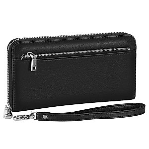 XEYOU Leather Wallets for Women RFID Blocking Zipper Around Credit Card Holder Cellphone Wallet for Women (Black)