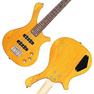 Ktaxon 4 String Electric Bass Guitar, 36-inch Bass Guitar Kit with Split single-coil Pickup, Rosewood Fretboard, Mahogany Body for Kids, Boy and Girl(Yellow)