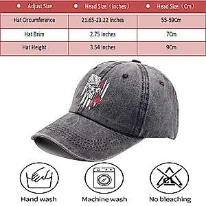 Fish American Flag Hat, Adjustable Washed Fishing Rod Us Flag Baseball Cap for Fisherman Men Women (Fish American Flag Black, one Size)