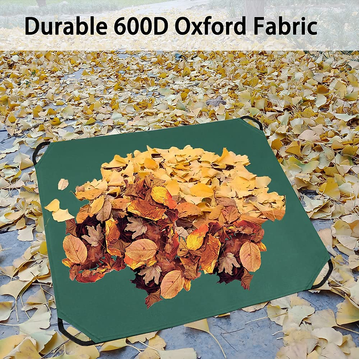 GROWORLD Leaf Tarp with 4 Handles Garden Waste Yard Tarps Extra Reinforced Corner Waterproof Reusable Durable Tarp Collector for Clean-Ups