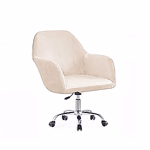 MFMLHDYQ Velvet Stretch Beige Modern Curved Back Armrest Swivel Office Chair Slipcover for Banquet Office Living Room Bedroom Set of 1