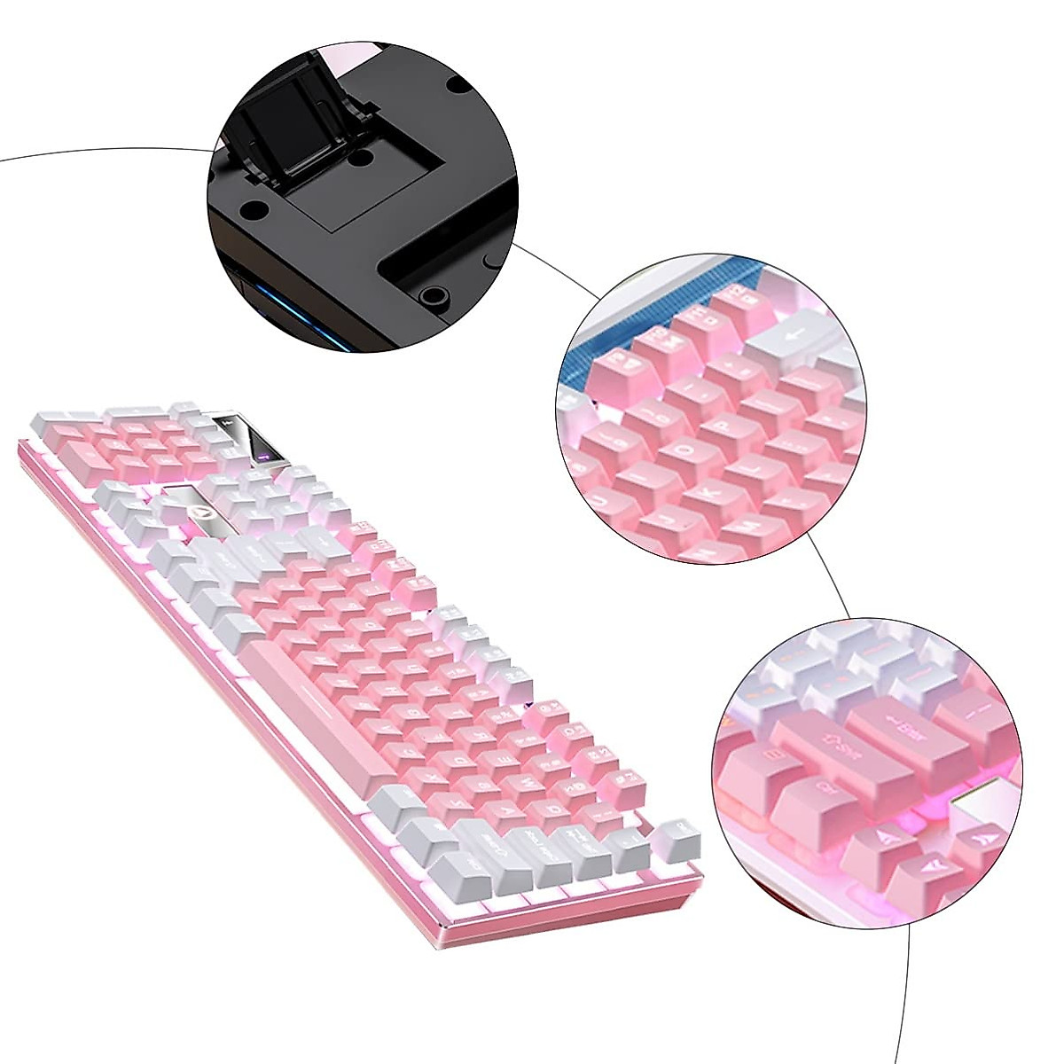 SOLUSTRE 104 Hardware Ultra Compact Keyboard Mechanical Electronic RGB Keyboard Private Model Computer Wired Keyboard USB Wired Keyboard Wired k500 Accessories Mechanical Feel Shine abs
