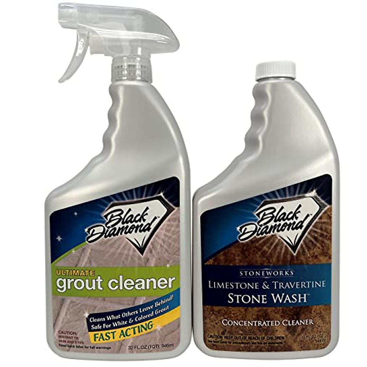 Limestone and Travertine Floor Cleaner: Marble, Slate, Polished Concrete, honed or tumbled surfaces.1-QT AND Ultimate Grout Cleaner:Safe Deep Cleaner & Stain Remover for Even The Dirtiest Grout.1-QT