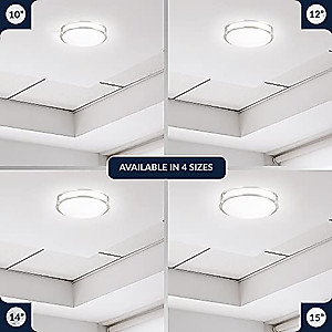 10-Inch Double Ring Dimmable LED Flush Mount Ceiling Light, 16W (95W Equivalent), 1120lm, 2700K Warm White, Brushed Nickel Finish Steel, ETL Listed, Commercial or Residential 2 Pack