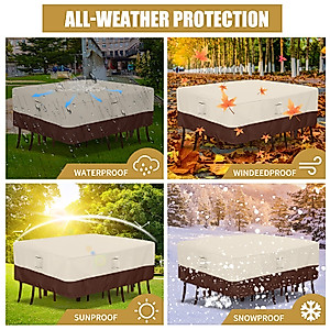 Simpelg Patio Furniture Covers Waterproof Outdoor Covers For Patio Furniture 600D Heavy Duty Oxford Uv Resistant Anti-Fading Rectangular Patio Furniture Covers 90"L x 64"W x 28"H (Beige & Brown)