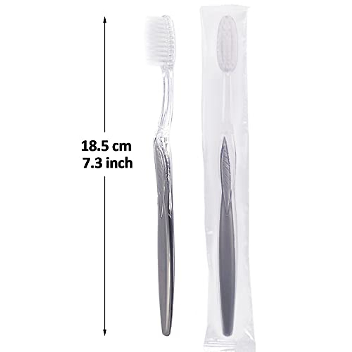 FKYzixeh Grey Handle Toothbrush Bulk, Disposable Toothbrushes Individually Packaged, Toothbrush for Travel, Hotel and Homeless (50 Pack)