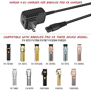 Anrom Replacement 4.5V Clipper Charger Compatible with Babylisspro Barberology FX787,FX788,FX870,FX820 Trimmers Charger Cord 10 ft