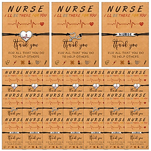 Yinkin 24 Pcs Nurse Gifts for Women Nurse Appreciation Bracelet Gifts with Blessing Card Stethoscope Heart RN Bracelet School Nursing Student Gifts Practitioner Graduation Jewelry for Nurses Men Week