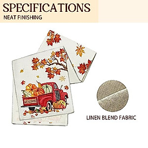 Fall Thanksgiving Table Runner 72 Inch, Red Truck Fall Decorations for Home Orange Leaves Pumpkin Thanksgiving Table Decorations for Coffee Table Dining Room Kitchen Entryway Table Top Mantle Decor