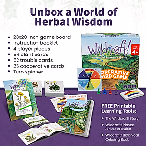 Wildcraft! an Herbal Adventure Game/Family Game: Cooperative Board Games for 4+ Year Olds Learn 25 Herbs – Coop Board Games/Educational Games w/Learning Tools, incl. Plant Guide & Coloring Book
