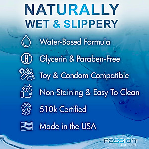 Passion Natural Water-Based Personal Lubricant Twin Pack, Premium, Non-Sticky, Easy-to-Clean Formula for Smooth, Comfortable Use - 34 Fl Oz (Pack of Two)