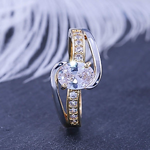 XINQI Plated Silver Oval Cut 4ct Cubic Zirconia CZ Solitaire Engagement Ring (6)