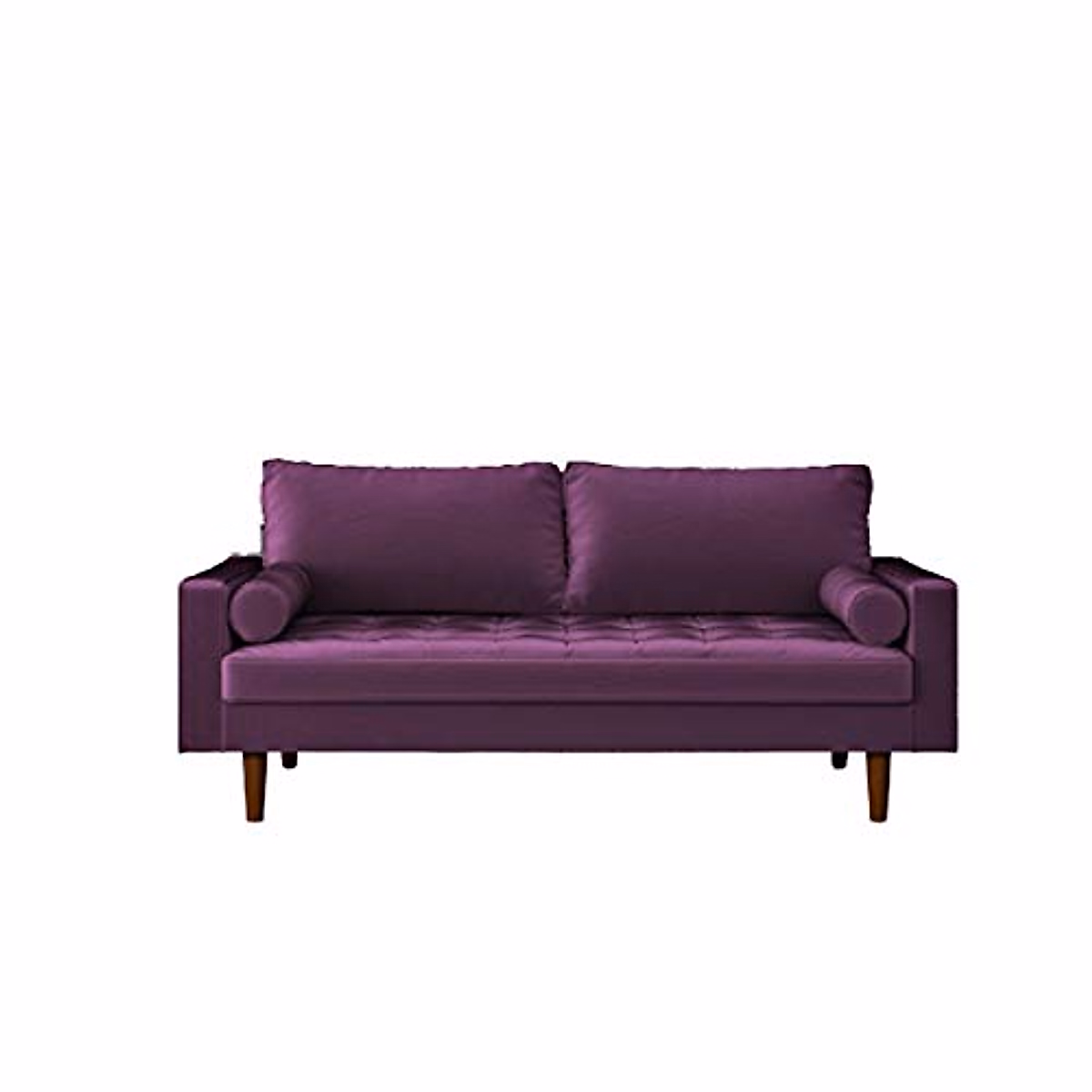 Container Furniture Direct Womble Modern Velvet Upholstered Living Room Diamond Tufted Chesterfield Sofa with Gleaming Nailheads, Purple