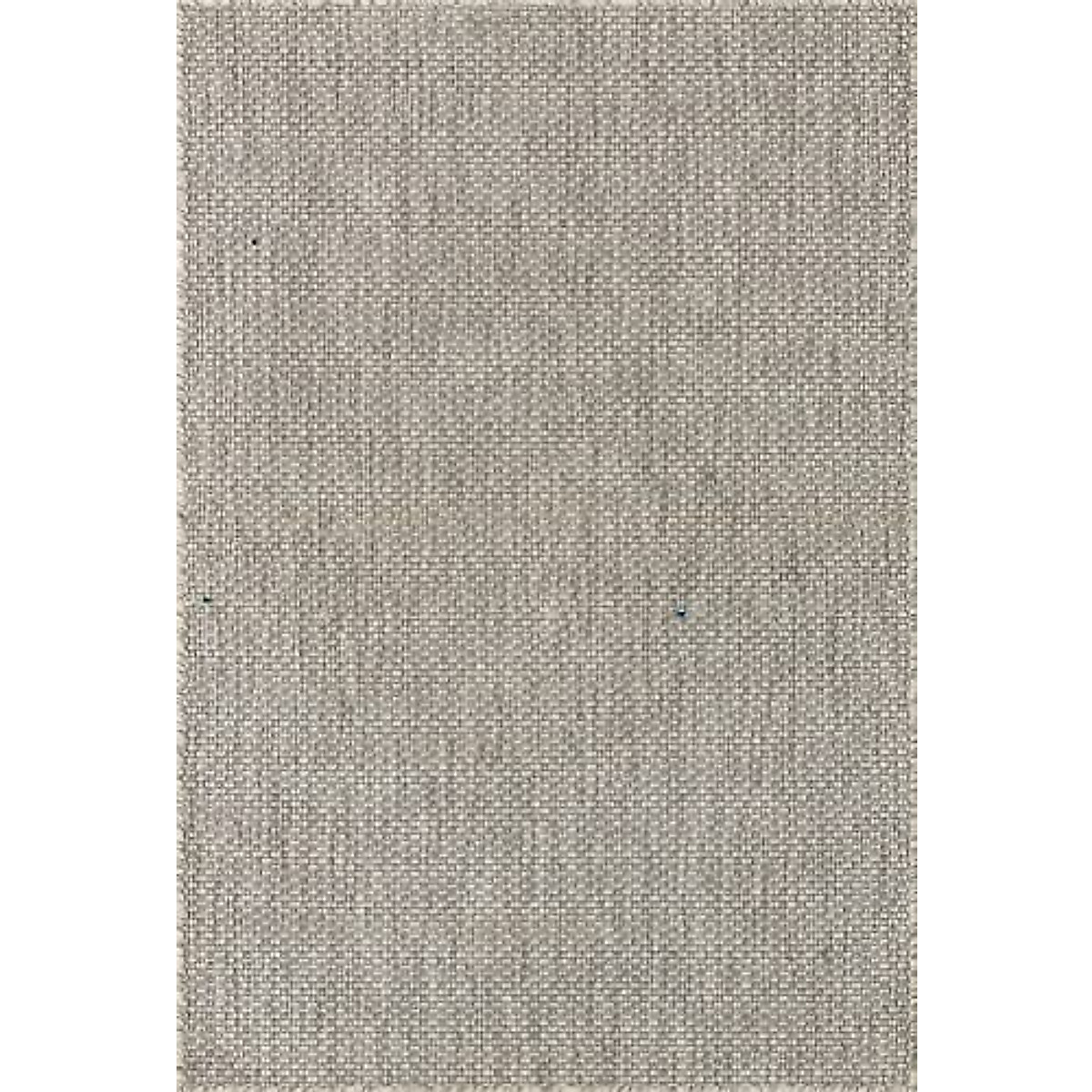 Unique Loom Collection Casual Transitional Solid Heathered Indoor/Outdoor Flatweave Area Rug, 4 ft x 6 ft, Light Gray/Ivory